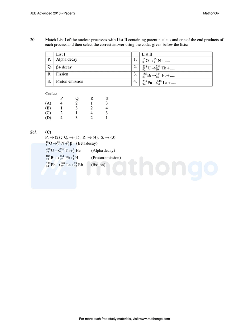 JEE Advanced 2013 Question Paper-2 – MathonGo