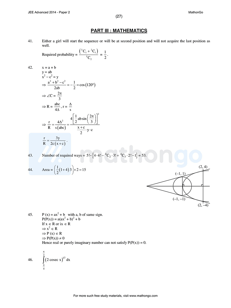 Jee Advanced 2014 Question Paper 2 Mathongo