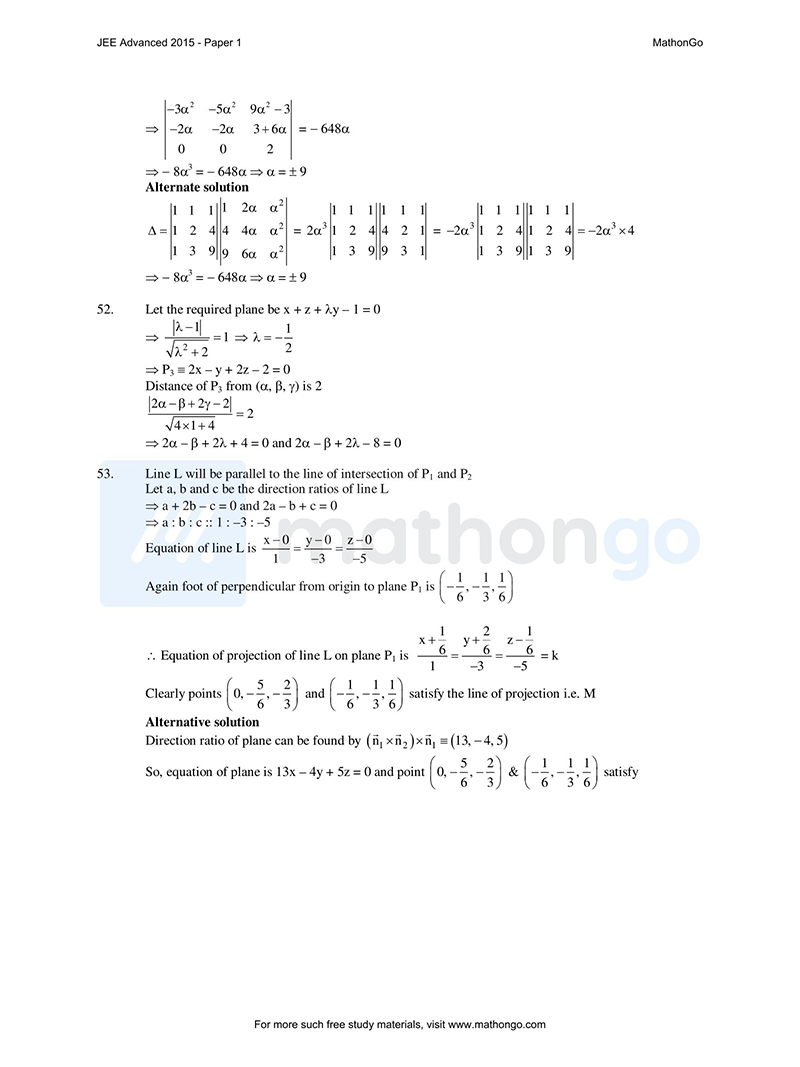 JEE Advanced 2015 Question Paper-1 – MathonGo
