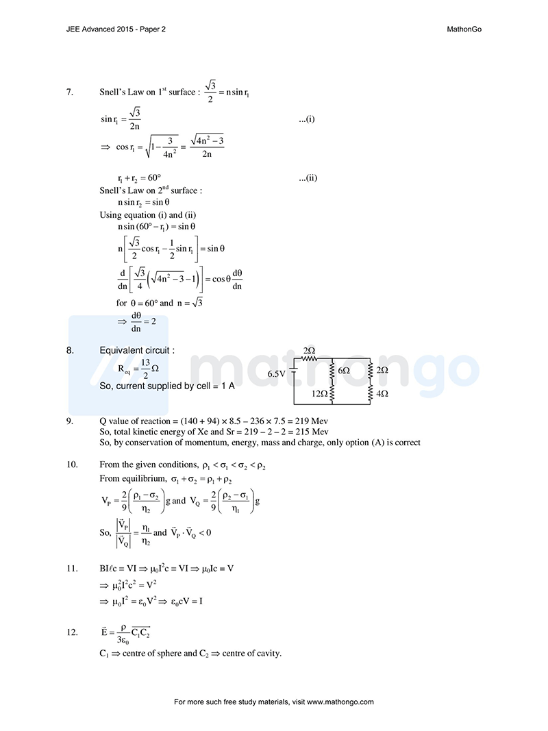 JEE Advanced 2015 Question Paper-2 – MathonGo