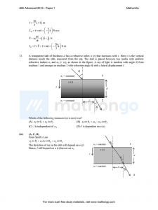 JEE Advanced 2016 Question Paper-1 – MathonGo