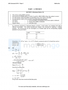 JEE Advanced 2016 Question Paper-1 – MathonGo