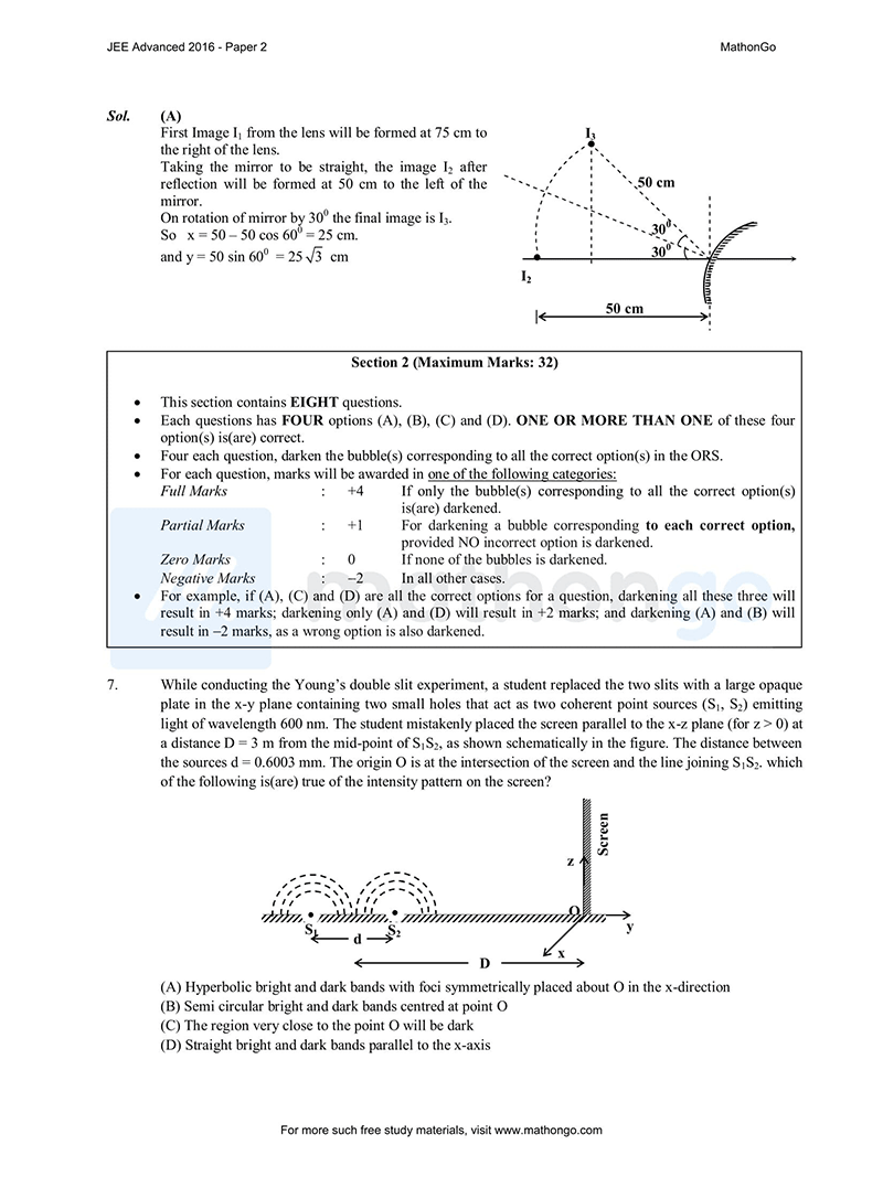 JEE Advanced 2016 Question Paper-2 – MathonGo