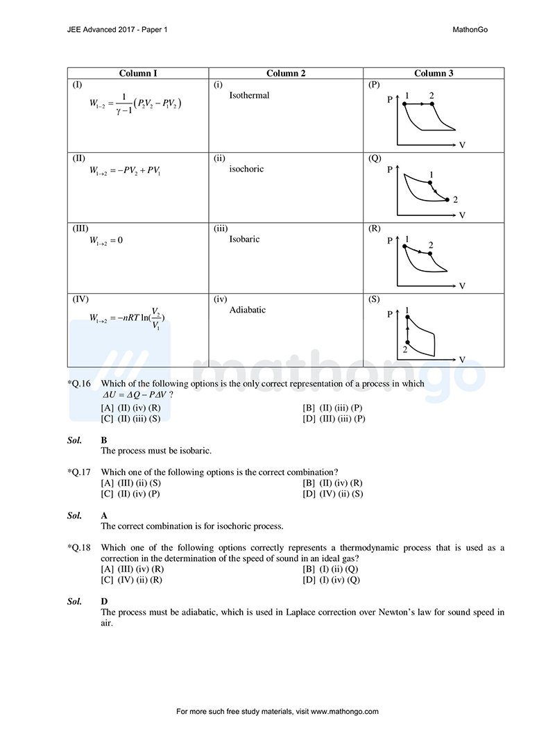 JEE Advanced 2017 Question Paper-1 – MathonGo