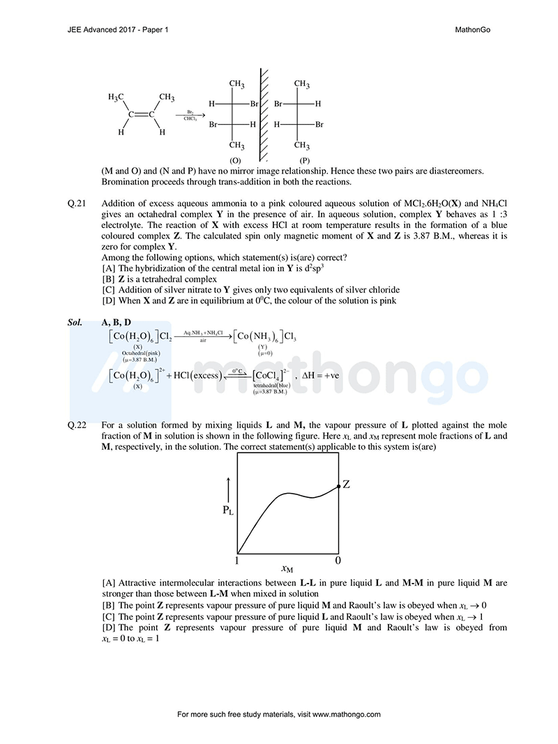 JEE Advanced 2017 Question Paper-1 – MathonGo