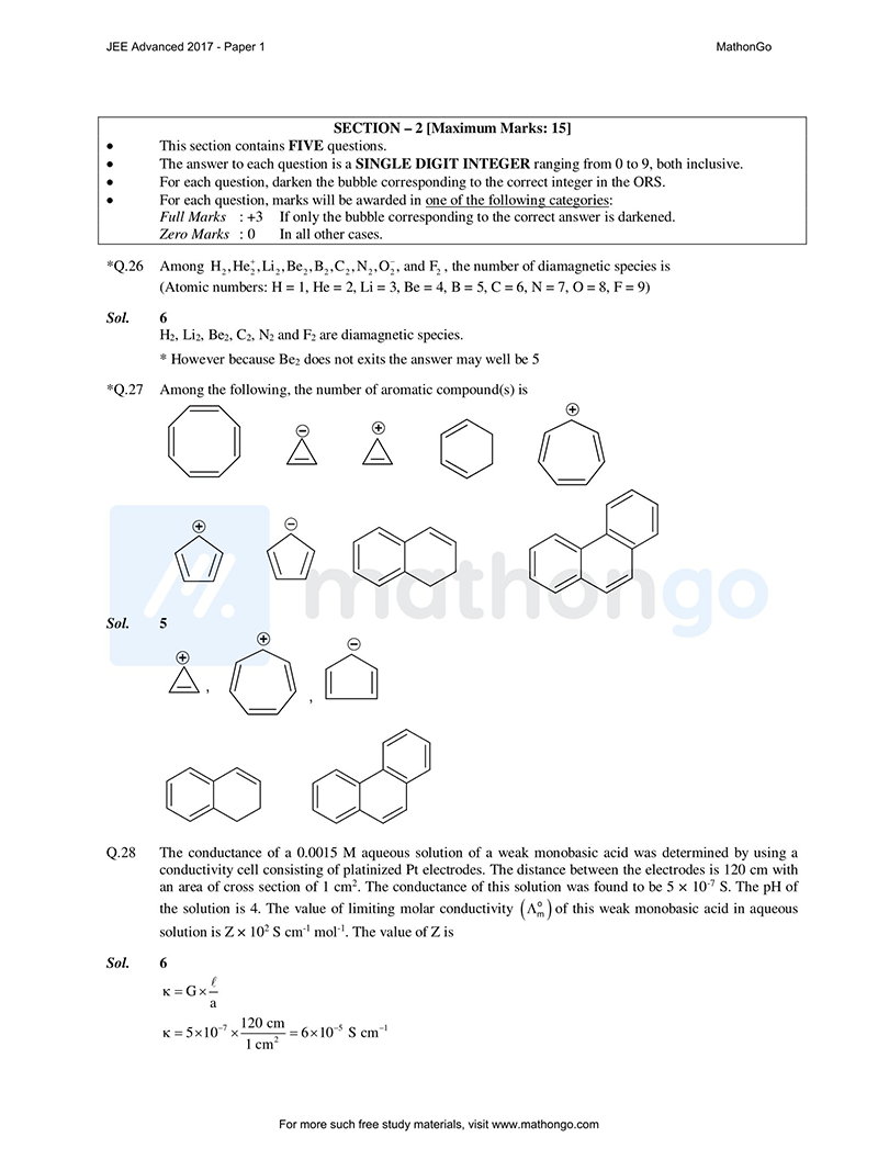 JEE Advanced 2017 Question Paper-1 – MathonGo