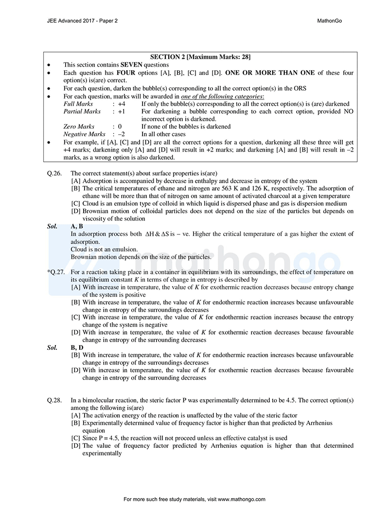 JEE Advanced 2017 Question Paper-2 – MathonGo