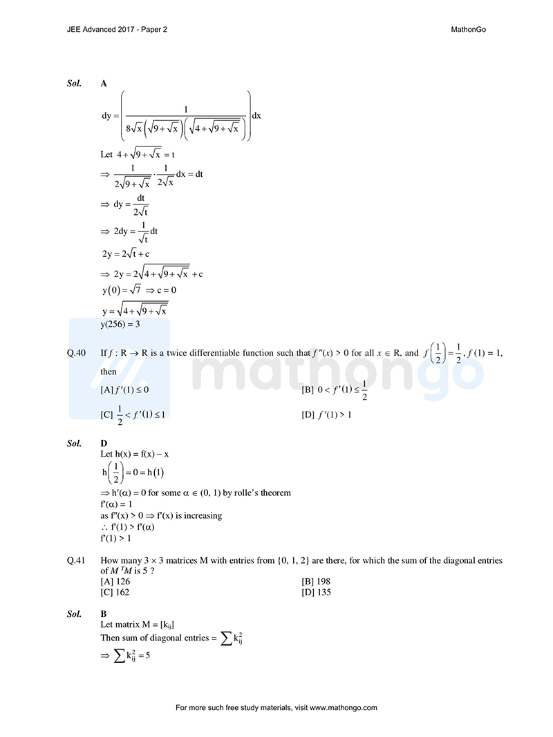 JEE Advanced 2017 Question Paper-2 – MathonGo