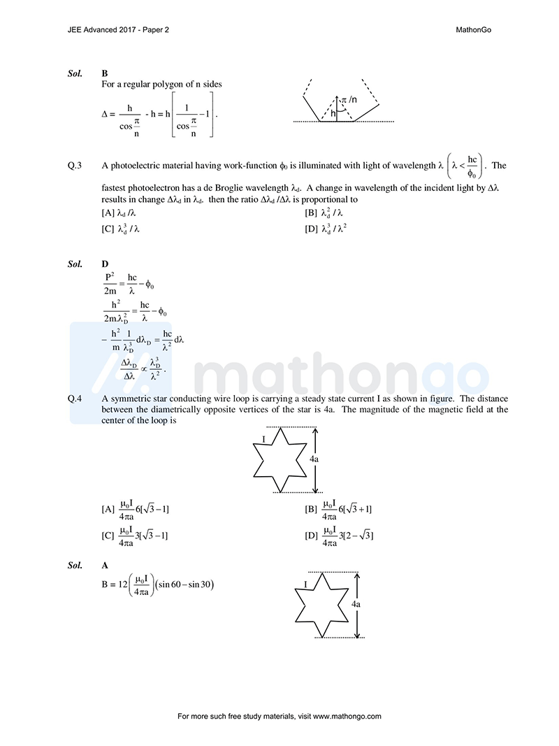 JEE Advanced 2017 Question Paper-2 – MathonGo