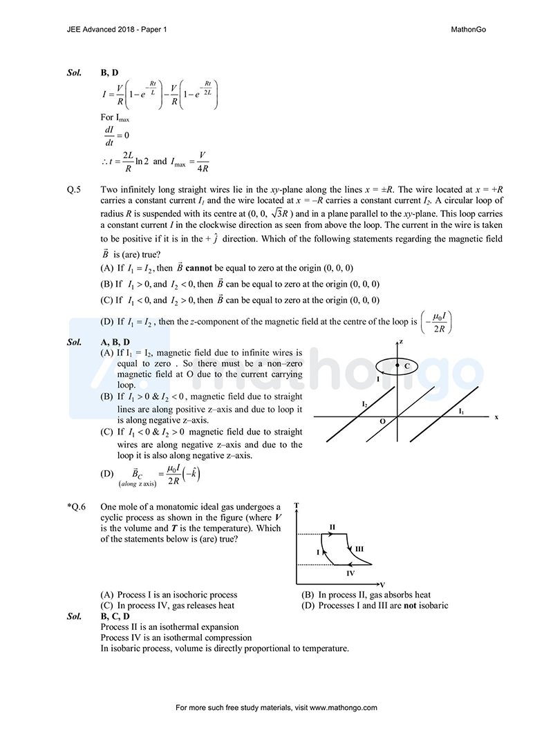 JEE Advanced 2018 Question Paper-1 – MathonGo
