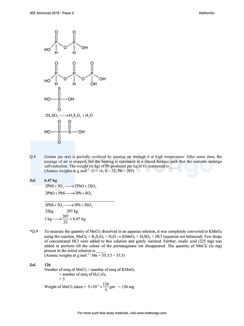 Jee Advanced 2018 Question Paper 2 Mathongo