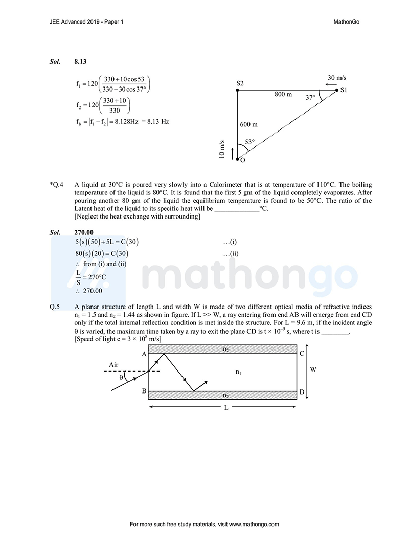 JEE Advanced 2019 Question Paper-1 – MathonGo
