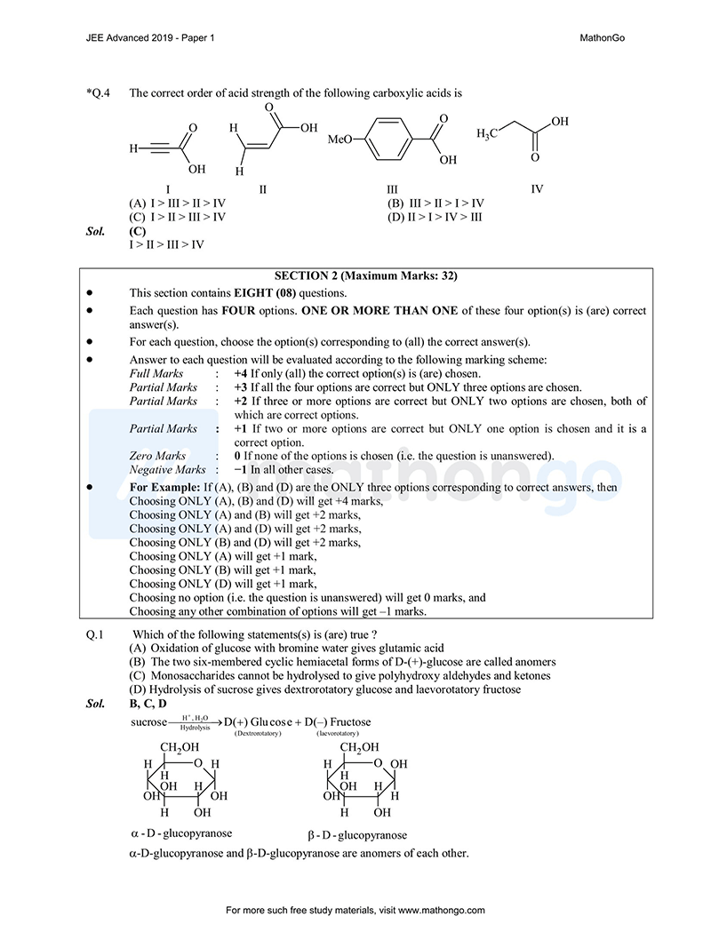 JEE Advanced 2019 Question Paper-1 – MathonGo