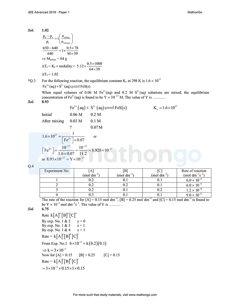 JEE Advanced 2019 Question Paper-1 – MathonGo