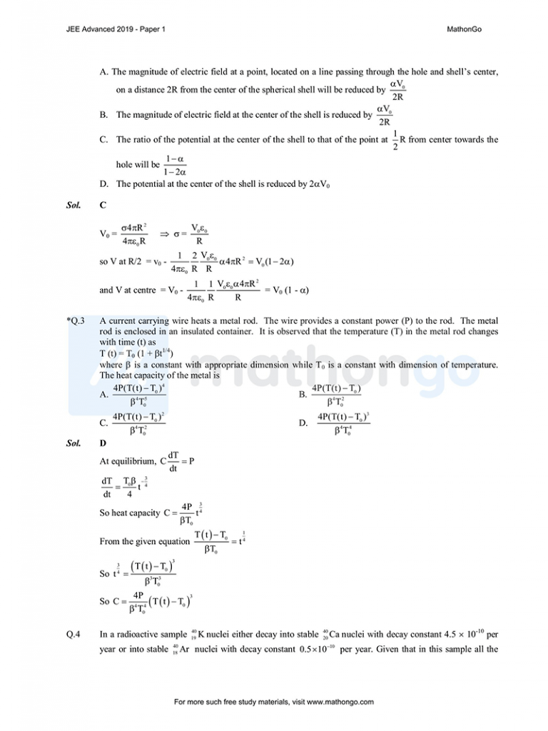 JEE Advanced 2019 Question Paper 1 MathonGo JEE Advanced 2019 Question Paper 1 MathonGo