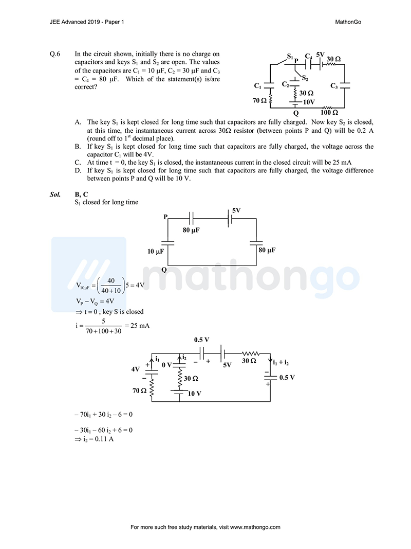 JEE Advanced 2019 Question Paper-1 – MathonGo