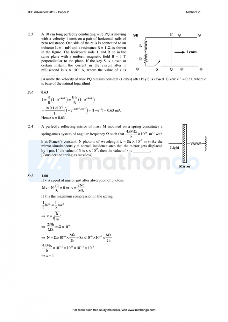 JEE Advanced 2019 Question Paper-2 – MathonGo