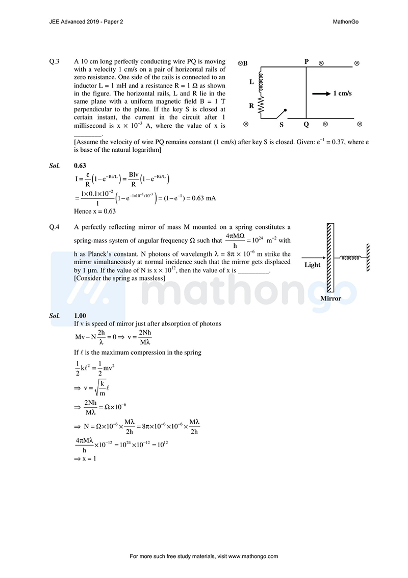 JEE Advanced 2019 Question Paper-2 – MathonGo