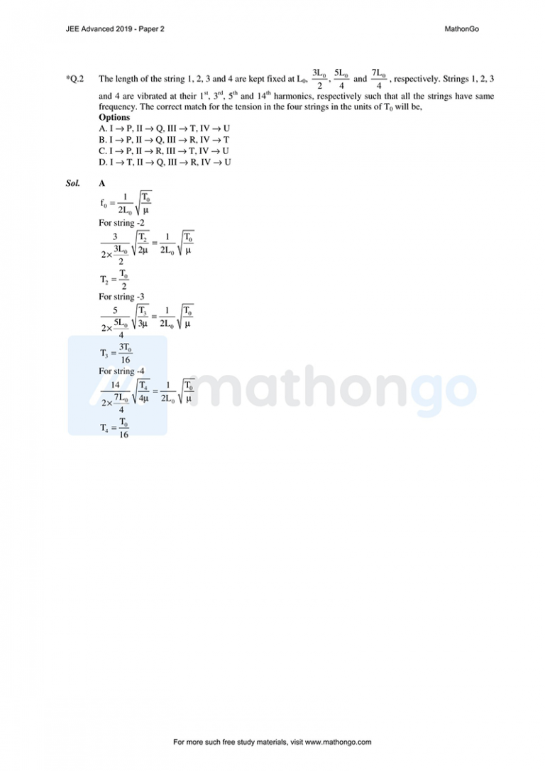JEE Advanced 2019 Question Paper-2 – MathonGo