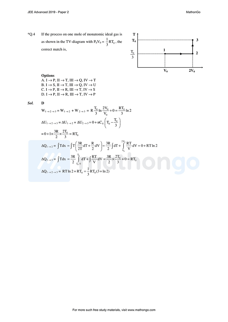 JEE Advanced 2019 Question Paper-2 – MathonGo