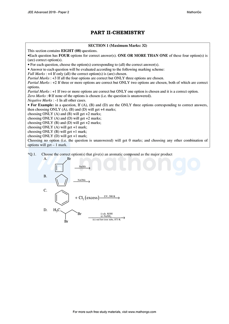 JEE Advanced 2019 Question Paper-2 – MathonGo