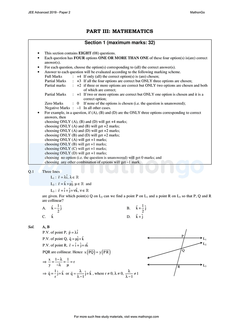 JEE Advanced 2019 Question Paper-2 – MathonGo