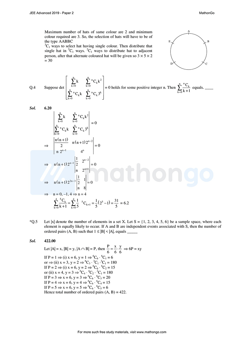 JEE Advanced 2019 Question Paper-2 with Solutions - PDF Download