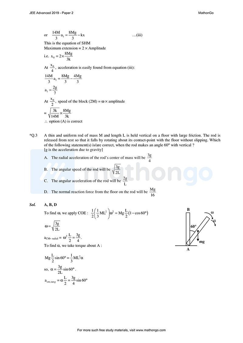 JEE Advanced 2019 Question Paper-2 – MathonGo